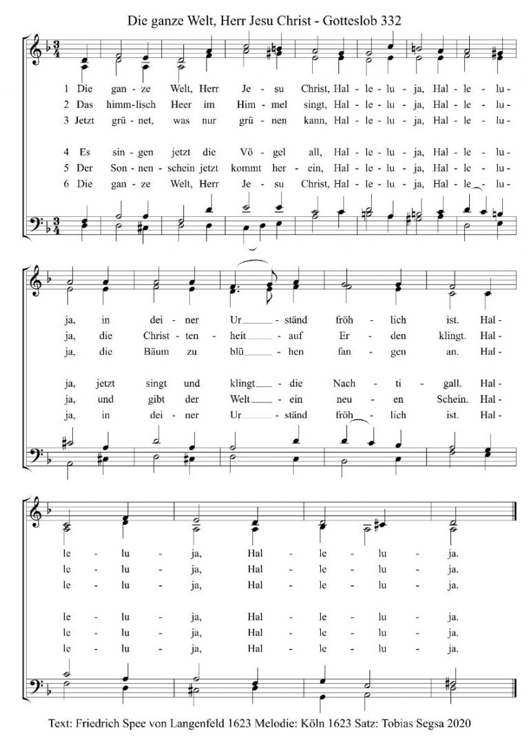 Die ganze Welt Herr Jesu Christ GL 332_1 – Pfarrei St. Josef Treptow ...